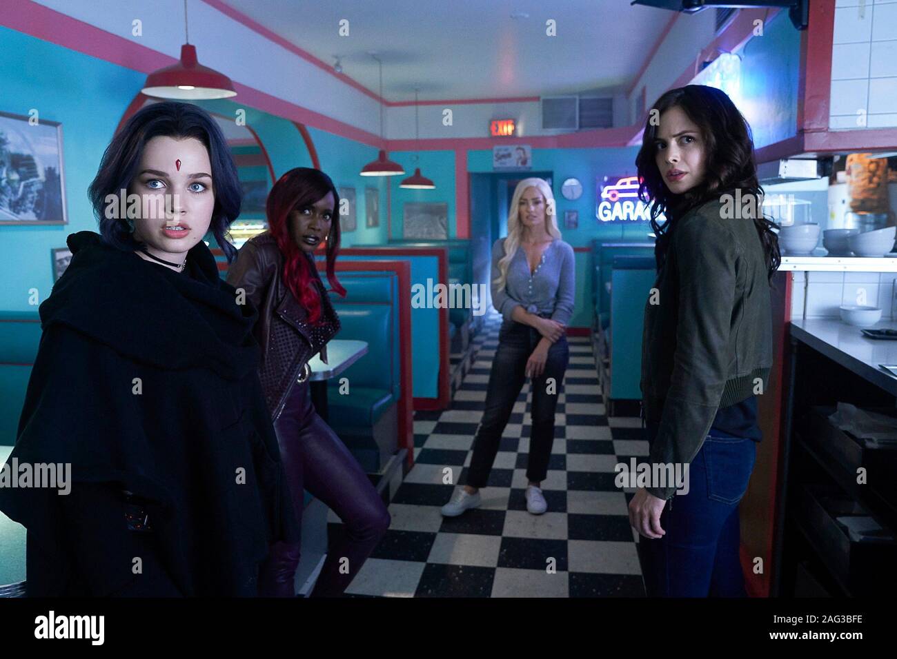 TITANS, from left: Teagan Croft, Anna Diop, Minka Kelly, Conor Leslie ...