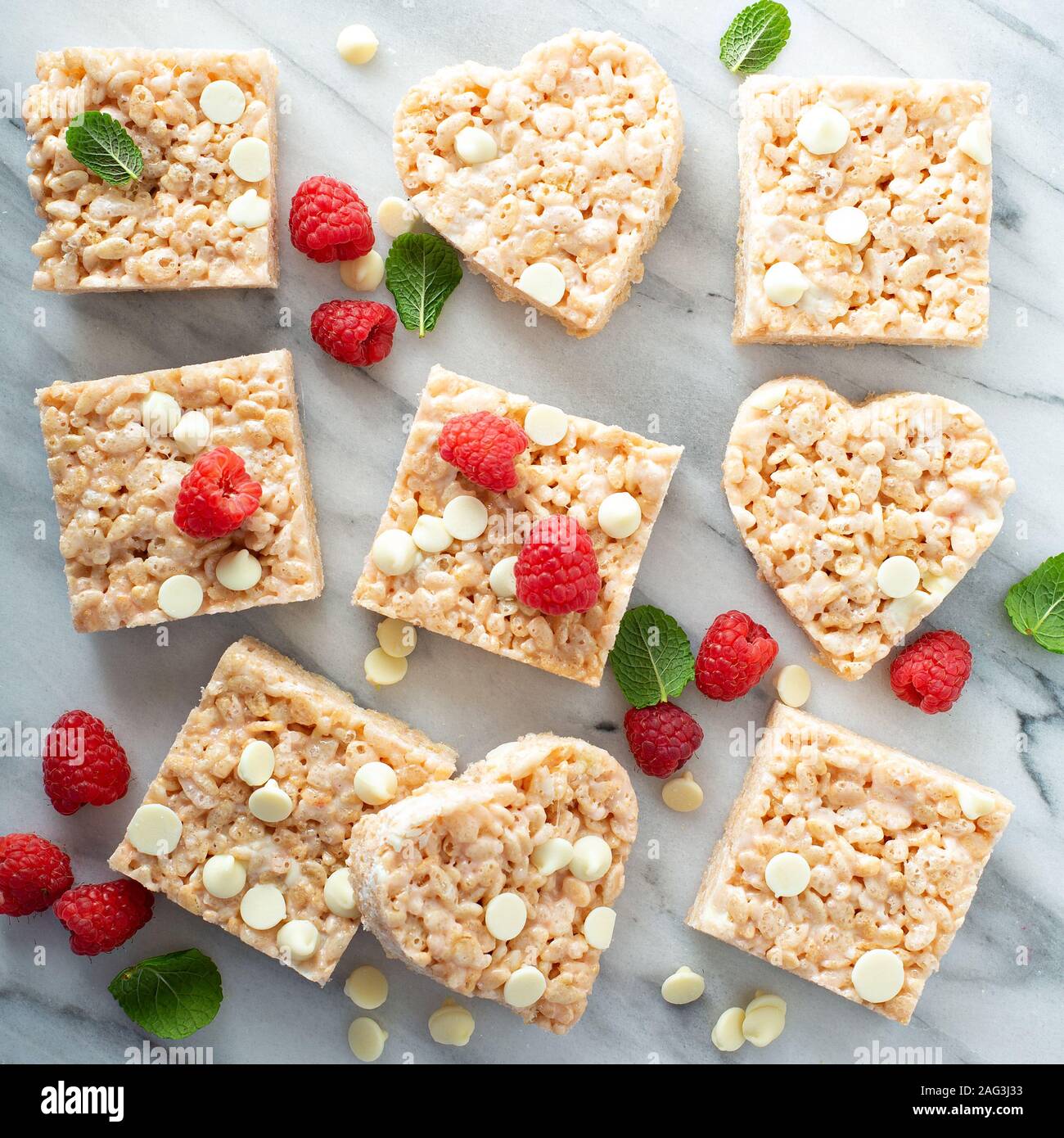 Rice crispies treat with raspberry Stock Photo - Alamy