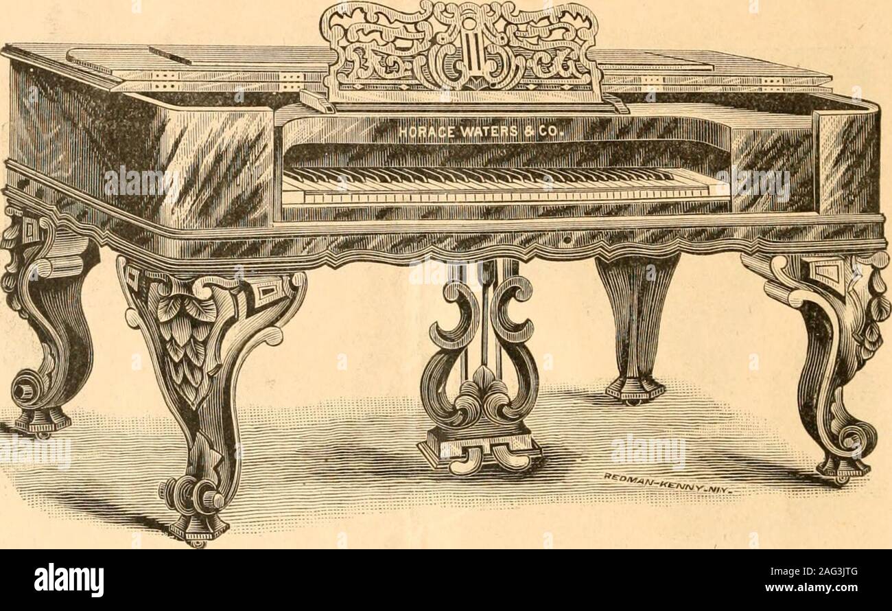 . Square and upright pianos.. ,elegant rosewood case, front round ...