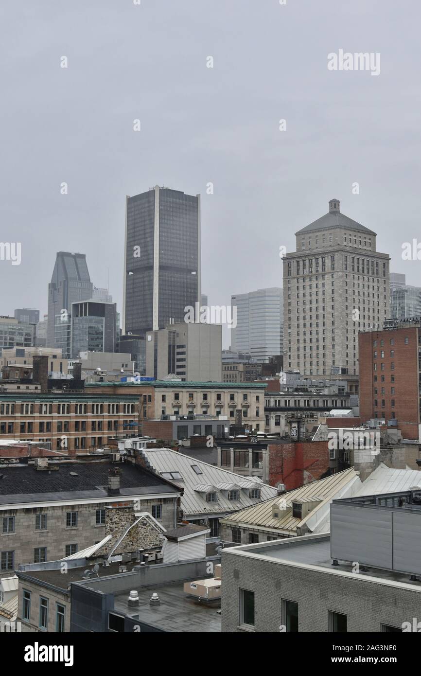 View of the Montreal Skyline as seen from above, Montreal, Quebec ...