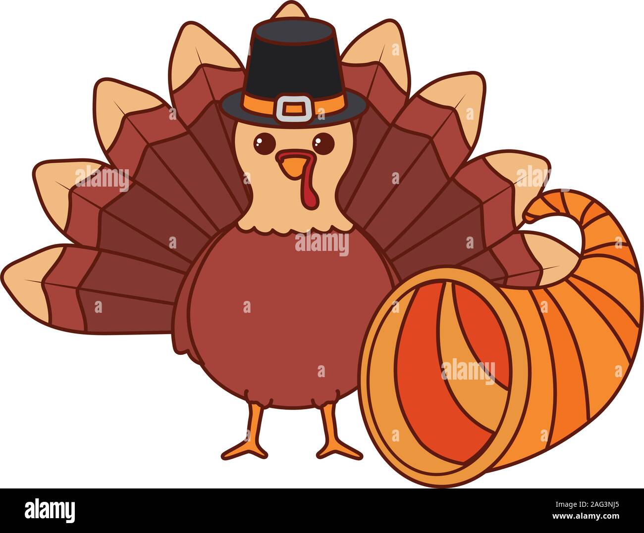 Turkey and plenty horn of thanksgiving day design, Autumn season ...