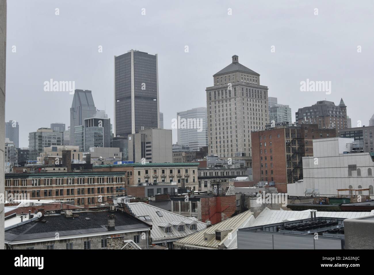 View of the Montreal Skyline as seen from above, Montreal, Quebec ...