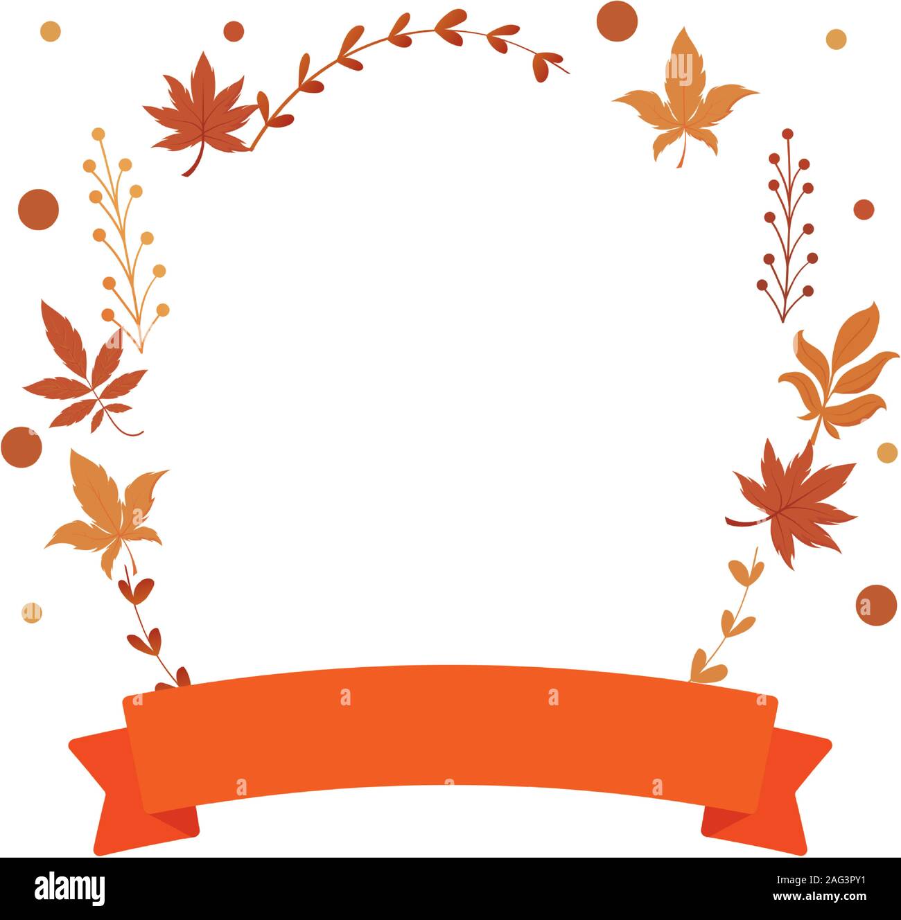 Autumn leaves and ribbon design, season nature ornament garden ...