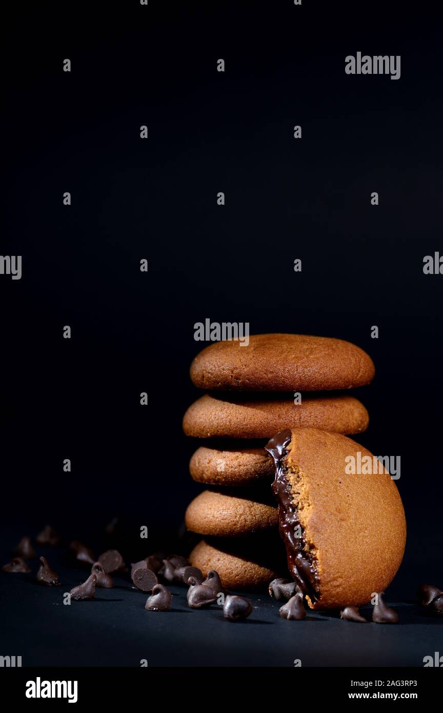 BISCUITS - Stack of delicious cream biscuits filled with chocolate ...