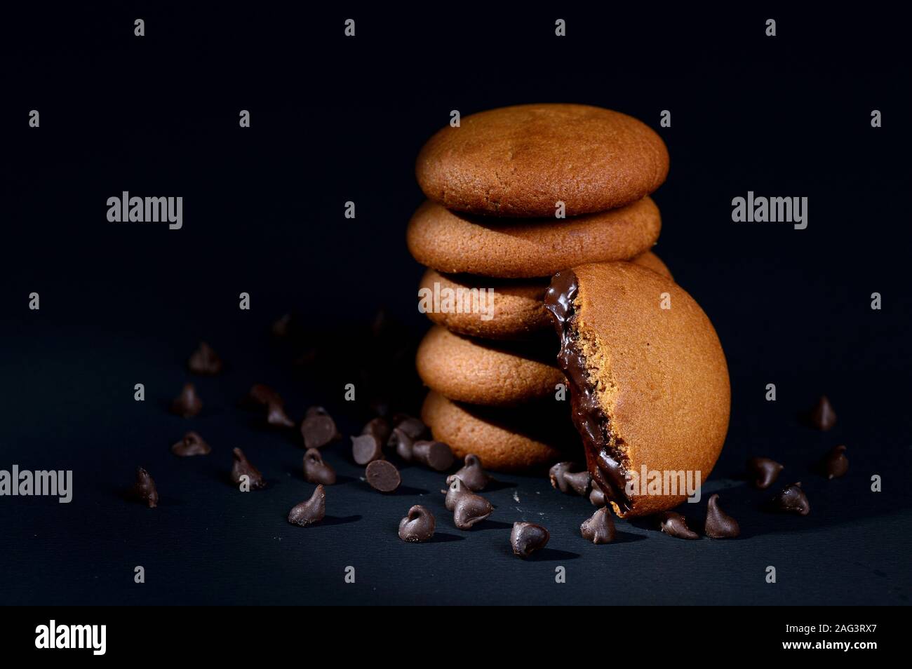 BISCUITS - Stack of delicious cream biscuits filled with chocolate ...
