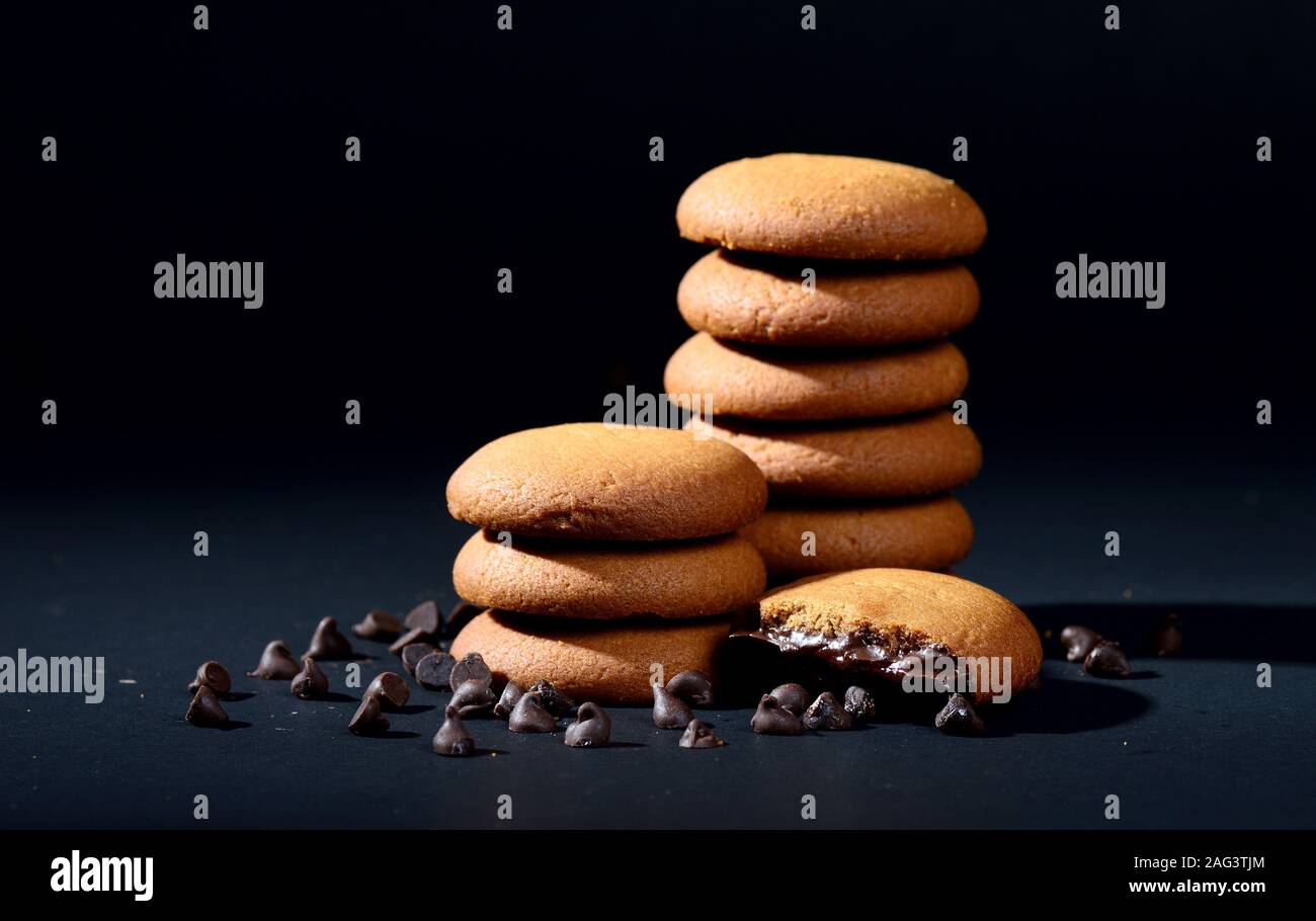 BISCUITS - Stack of delicious cream biscuits filled with chocolate ...