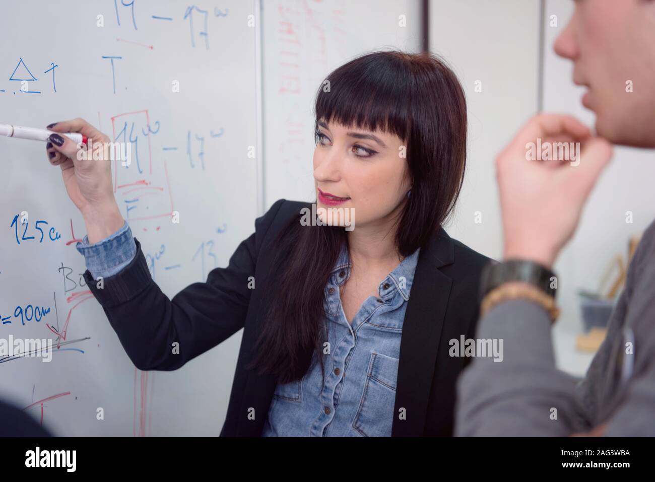 Female Architecture teacher at work. Female professor explain ...