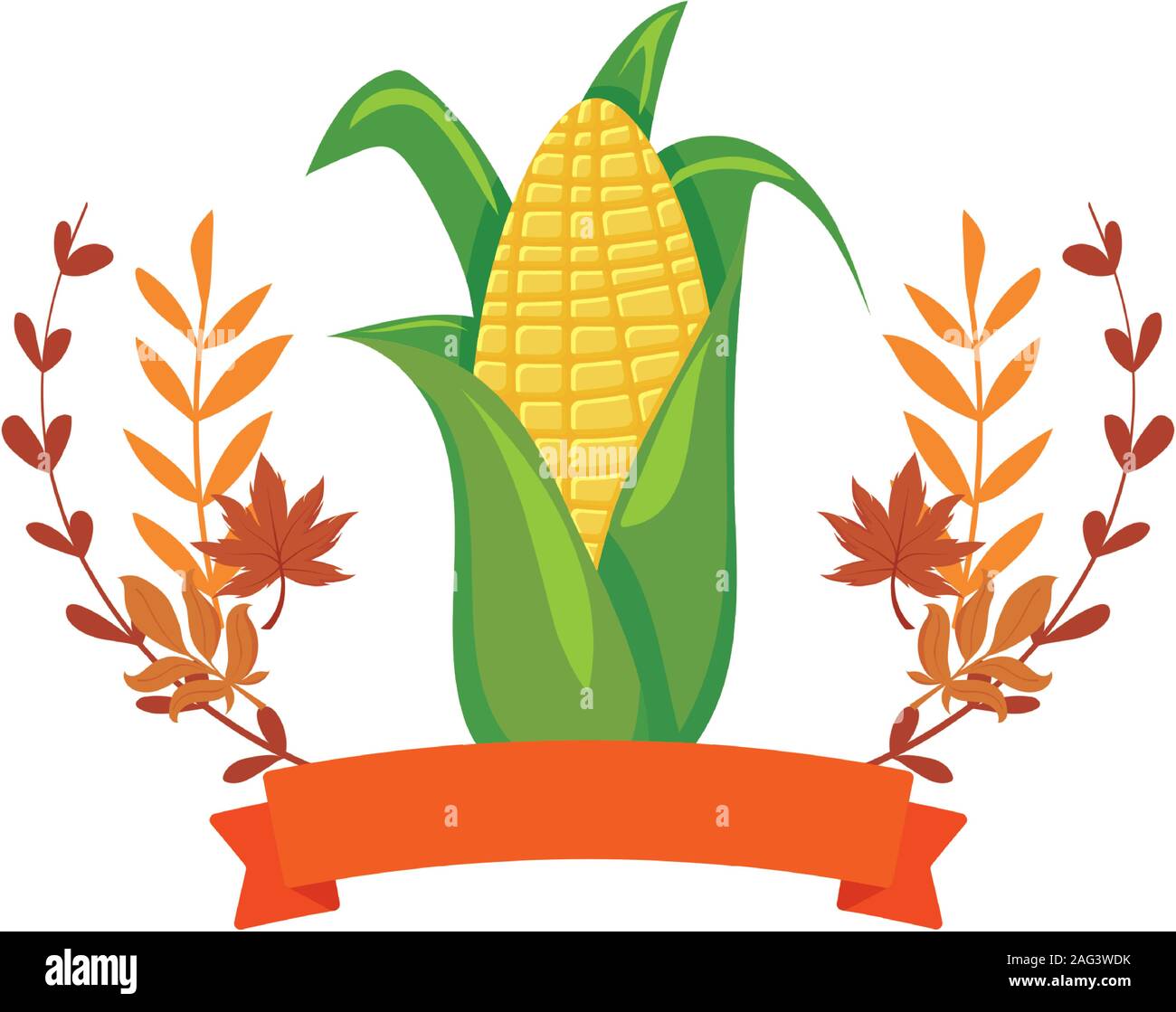 Corn and autumn leaves design, Food vegetable agriculture green plant ...