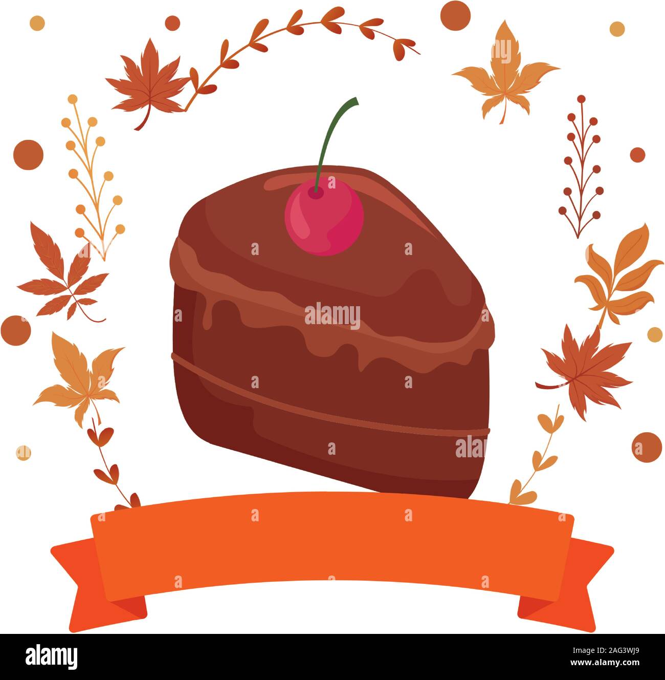 Sweet cake and autumn leaves design, dessert food delicious sugar snack ...