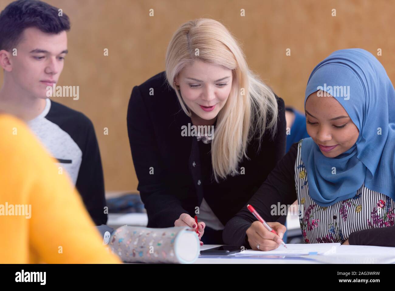 Female Architecture teacher at work. Female professor explain ...