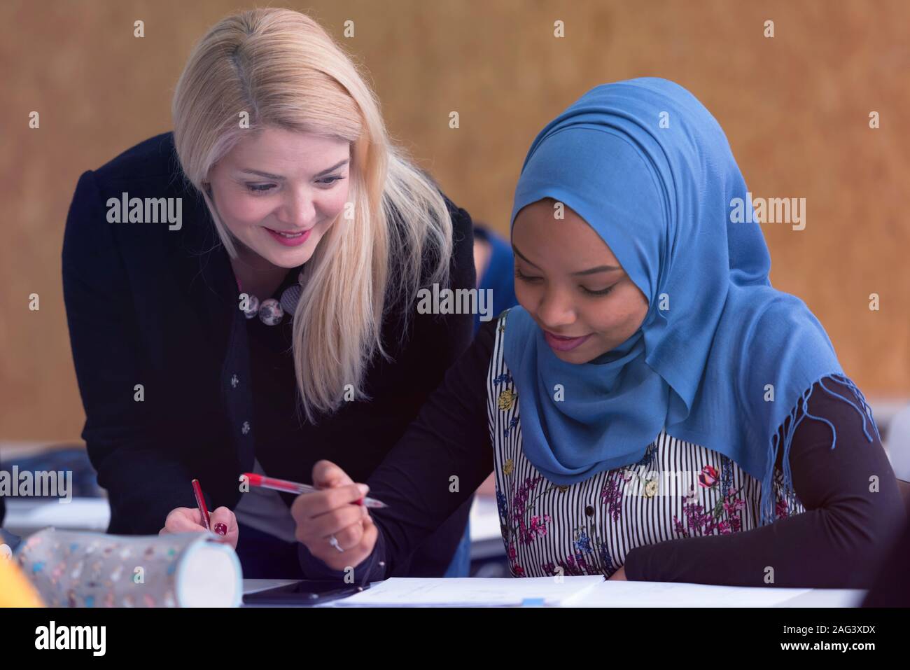 Female Architecture teacher at work. Female professor explain ...