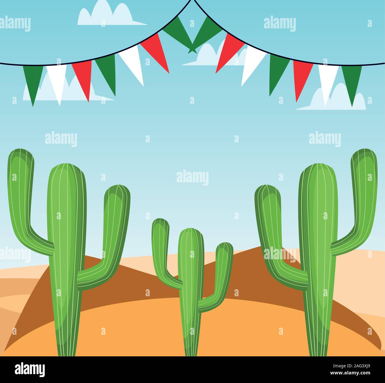 Mexican cactus and banner pennant vector design Stock Vector Image ...