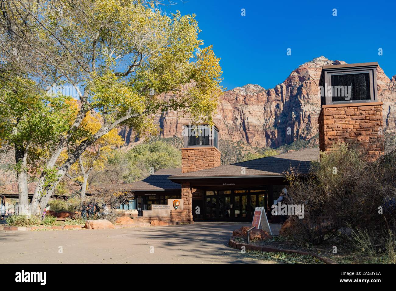 Utah, NOV 11: Car Exterior view of the visitor center of the Zion ...