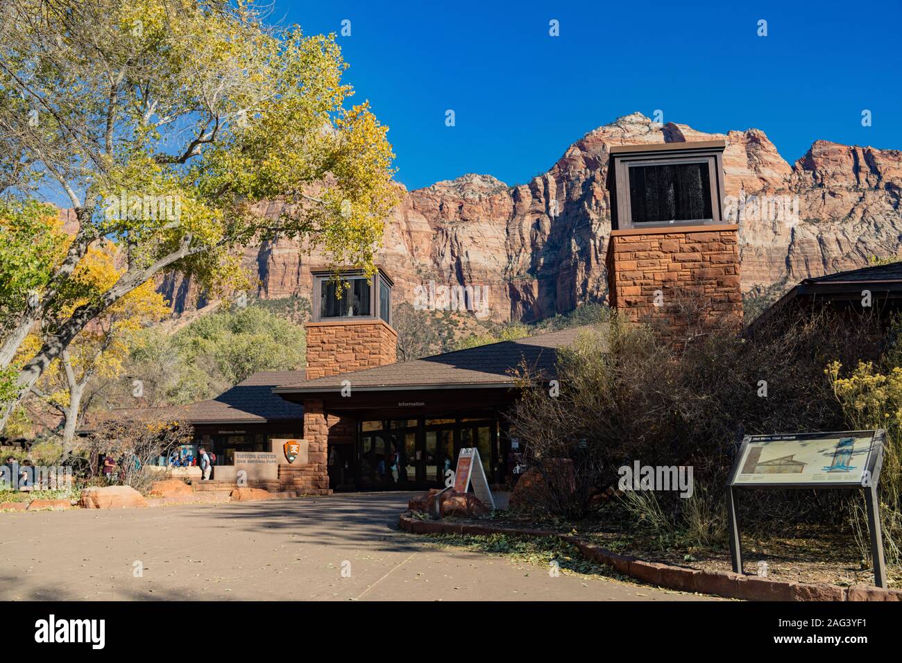 Utah, NOV 11: Car Exterior view of the visitor center of the Zion ...