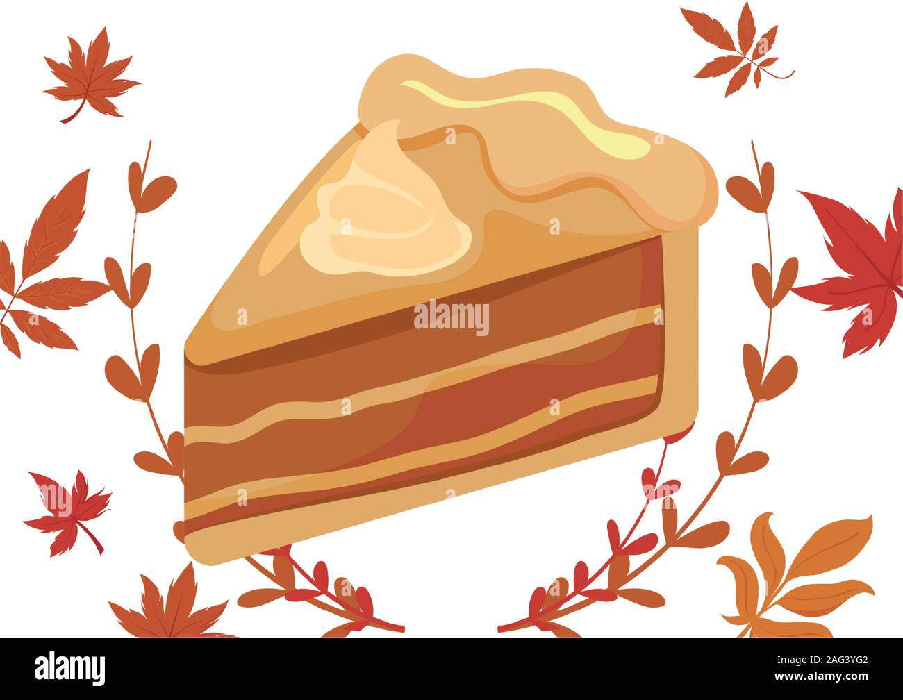 Sweet cake and autumn leaves design, dessert food delicious sugar snack ...