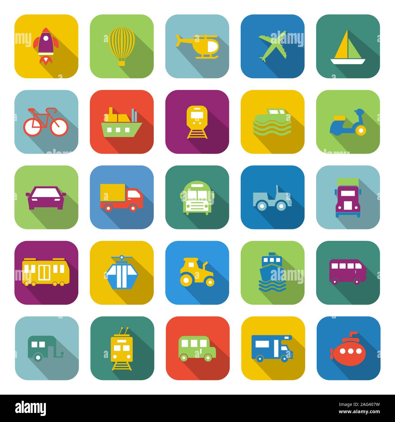 Vehicle color icons with long shadow, stock vector Stock Vector Image ...