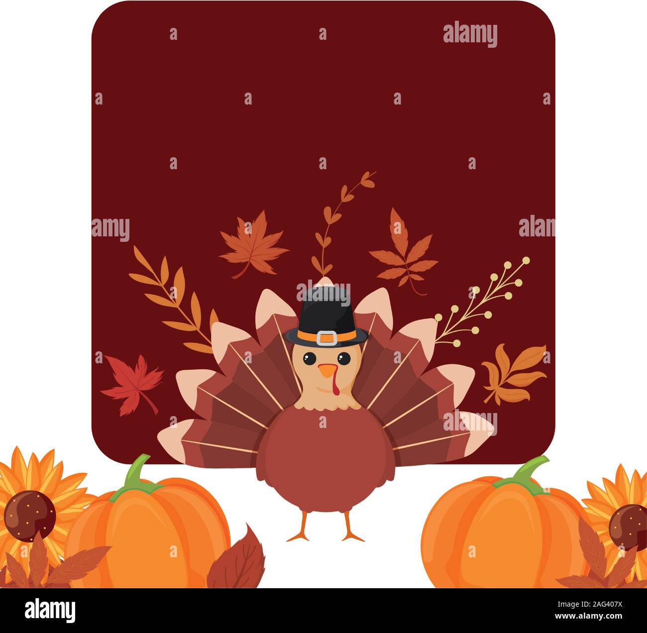 Turkey and pumpkins of thanksgiving day design, Autumn season holiday ...