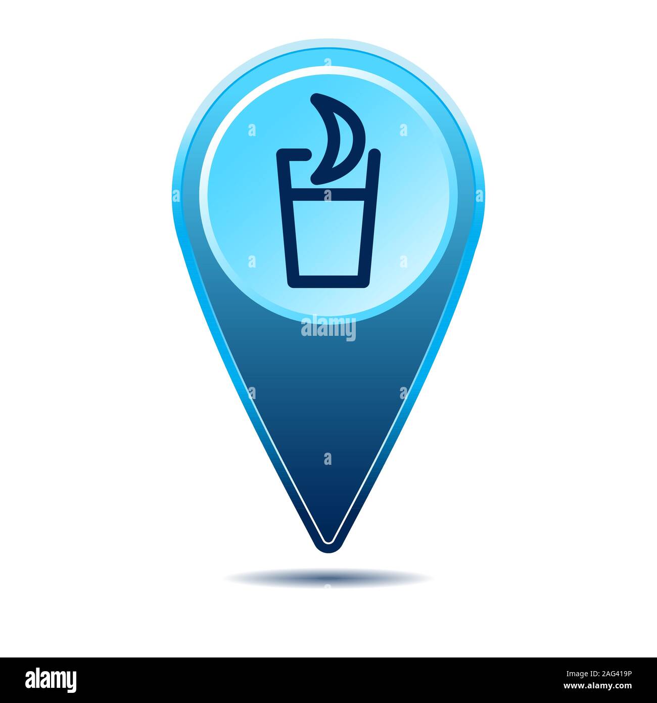 Geolocation map pin bar restaurant icon. Vector icon with shadow ...