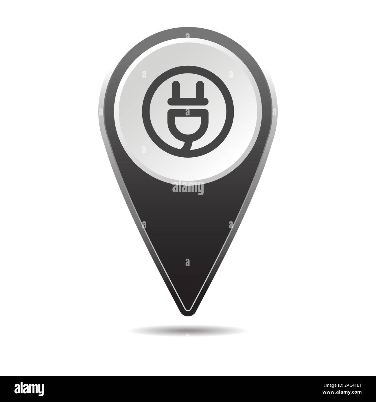 Geolocation map pin electric plug icon. Vector icon with shadow. Vector ...