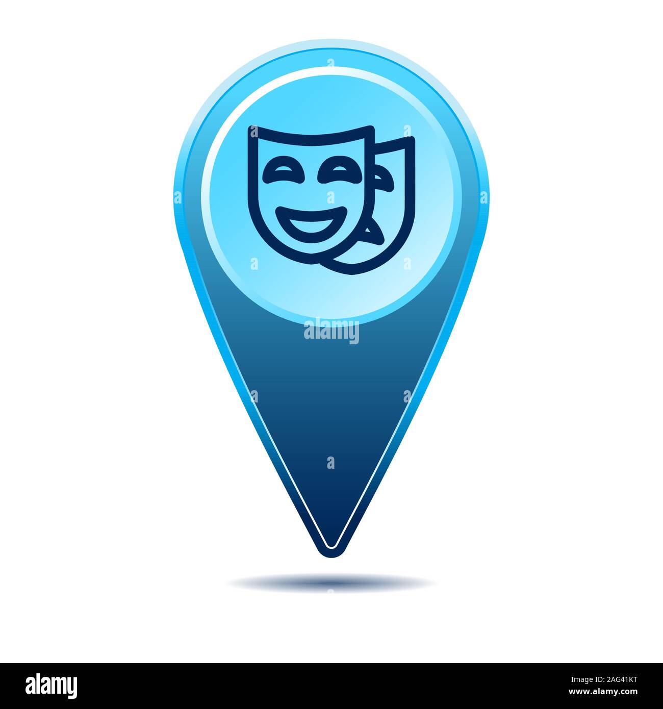 Geolocation map pin theatre icon. Vector icon with shadow. Vector EPS ...