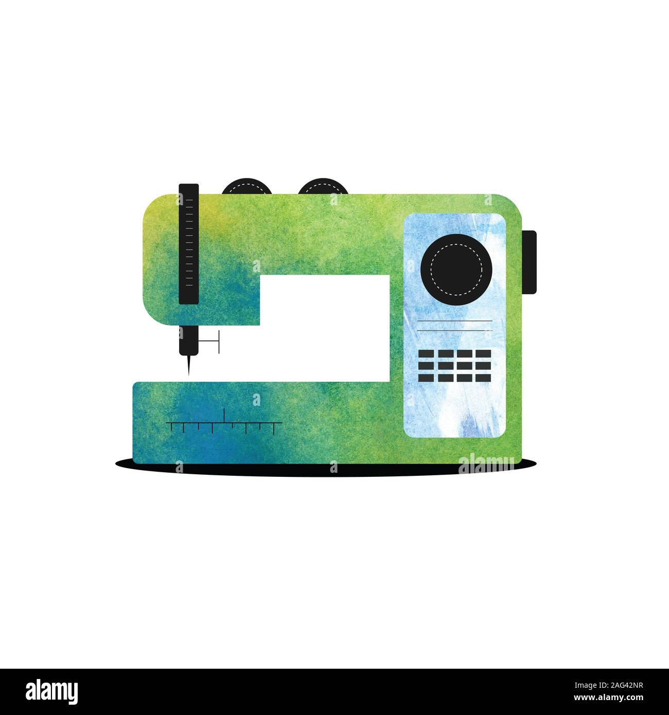 Illustration of a green sewing machine Stock Photo - Alamy
