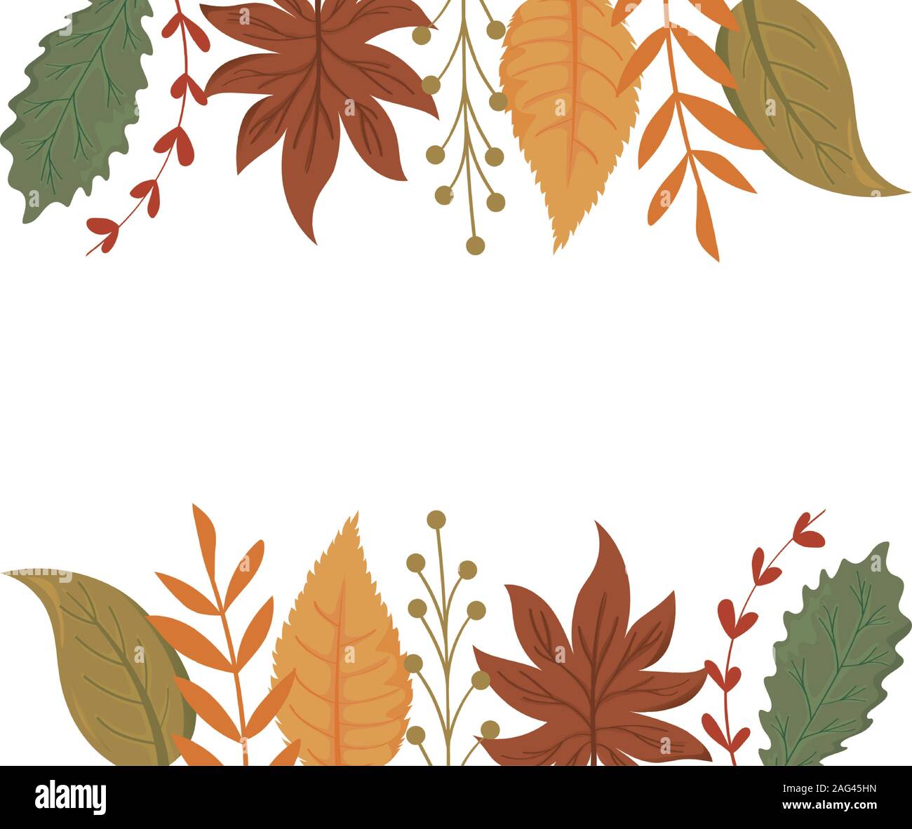Frame of autumn leaves design, season nature ornament garden decoration ...