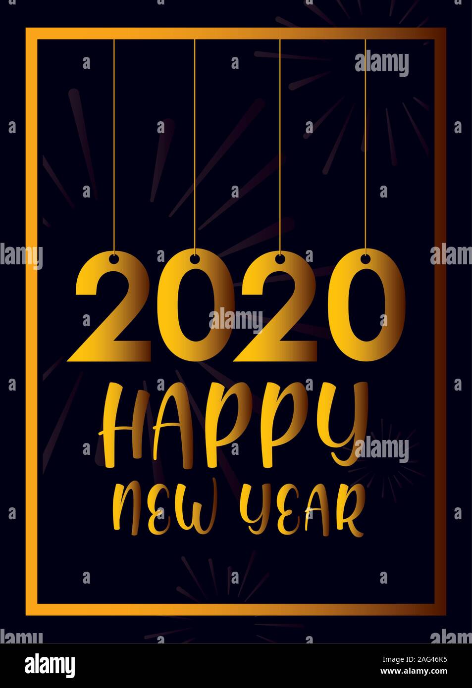 Happy new year 2020 and frame design, Welcome celebrate greeting card ...