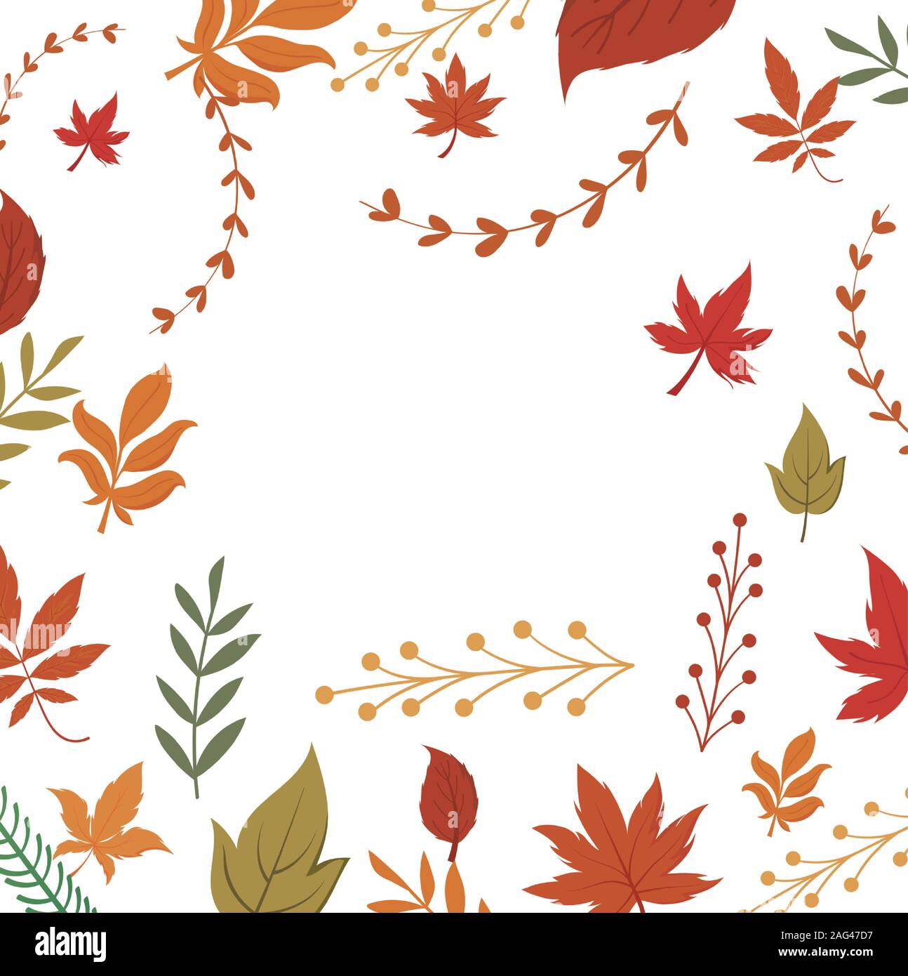 Frame of autumn leaves design, season nature ornament garden decoration ...