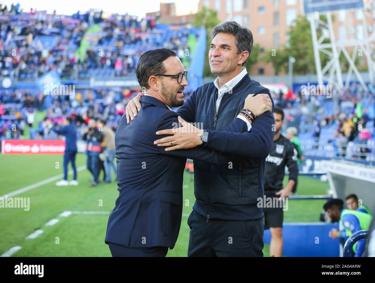 GETAFE, SPAIN - Oct 19, 2019: Bordalas, coach of Getafe, and Pellegrino ...