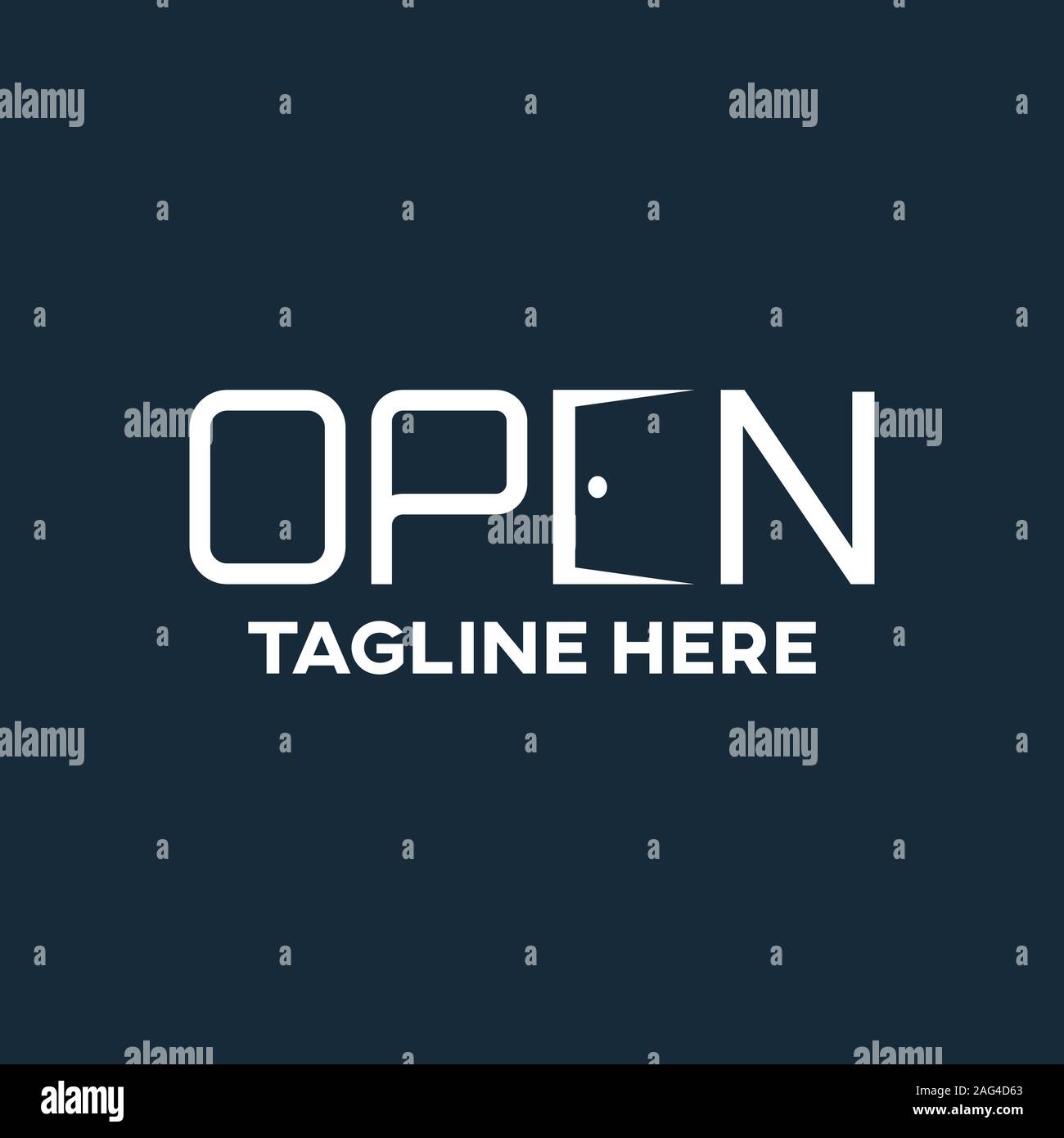 Modern door in the text is open logo. Vector illustration Stock Vector ...