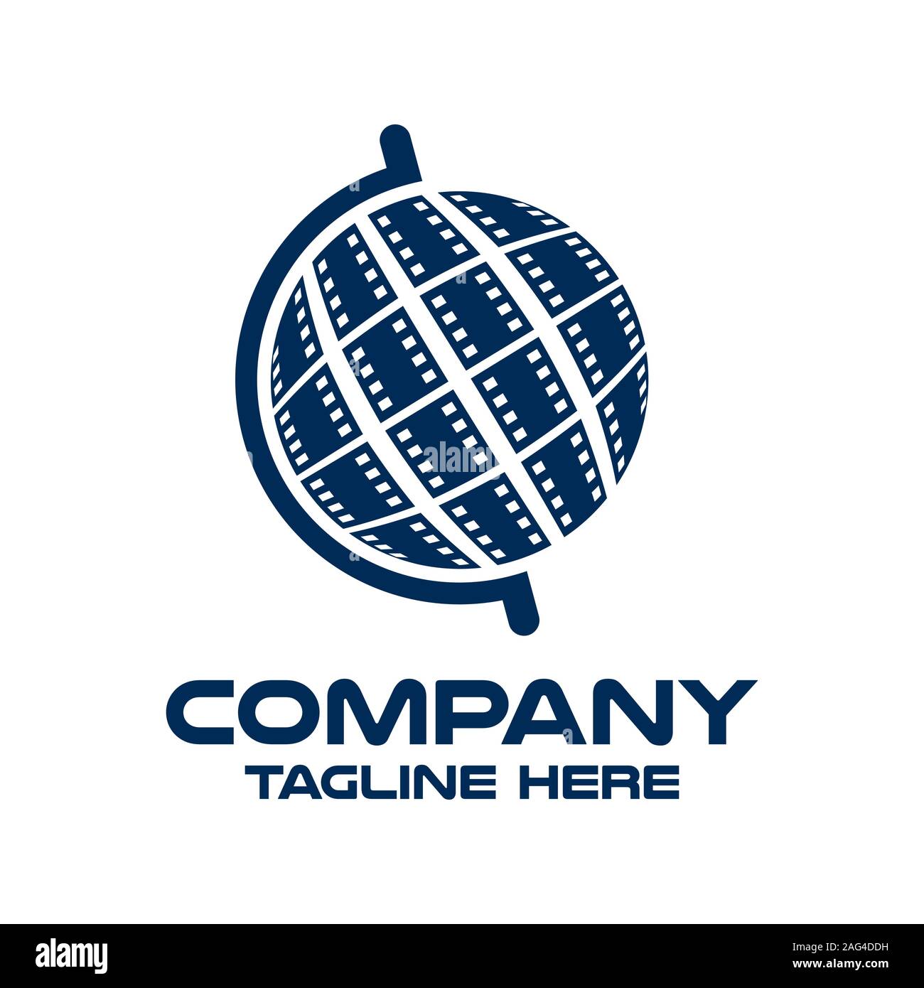 Modern film strip and planet earth logo. Vector illustration Stock ...