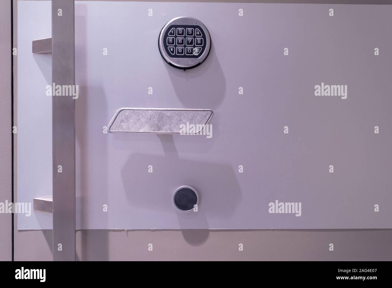 Bank vault door with security code for alarm system. Deposit cell safe ...