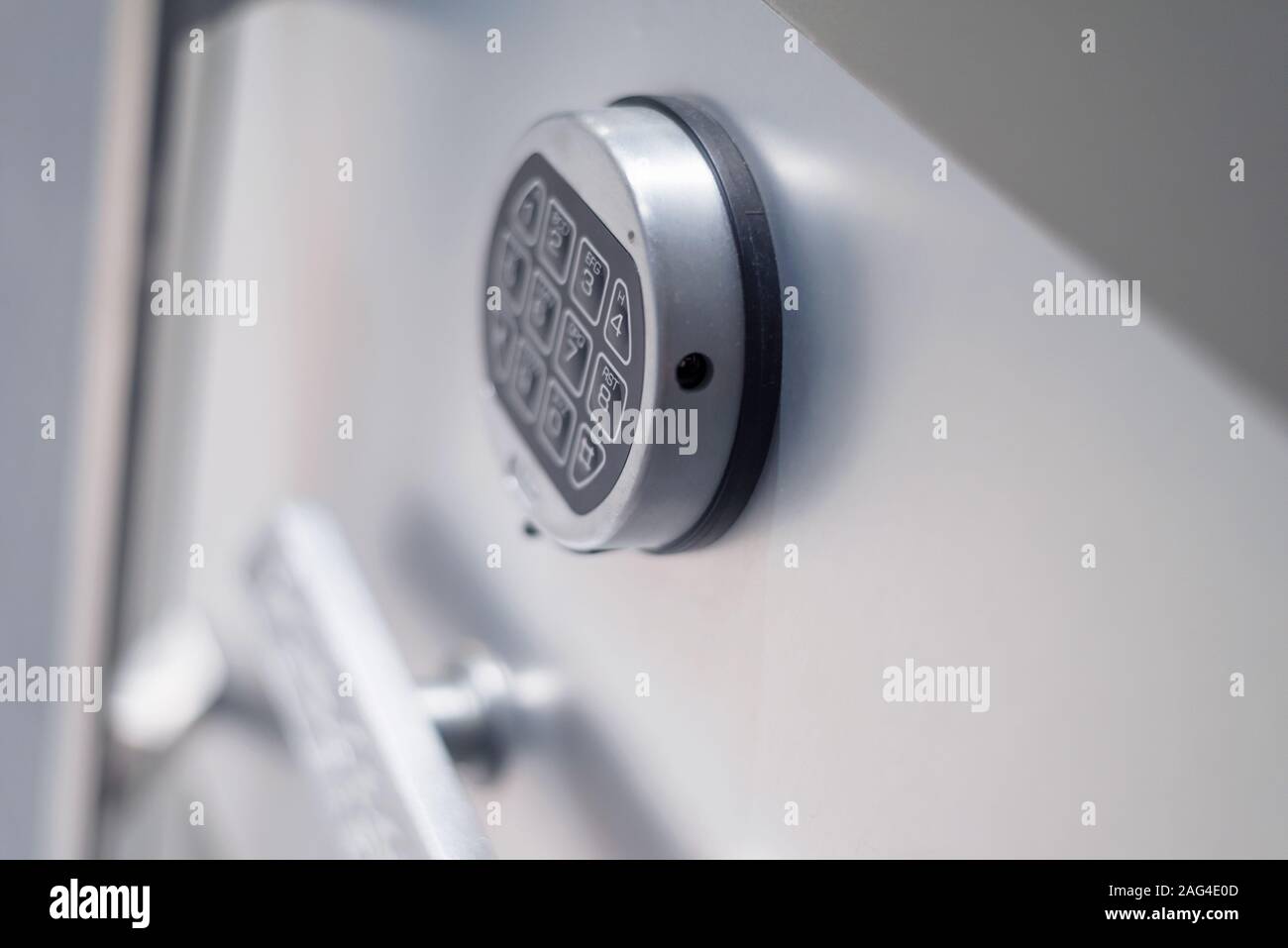 Bank vault door with security code for alarm system. Deposit cell safe ...