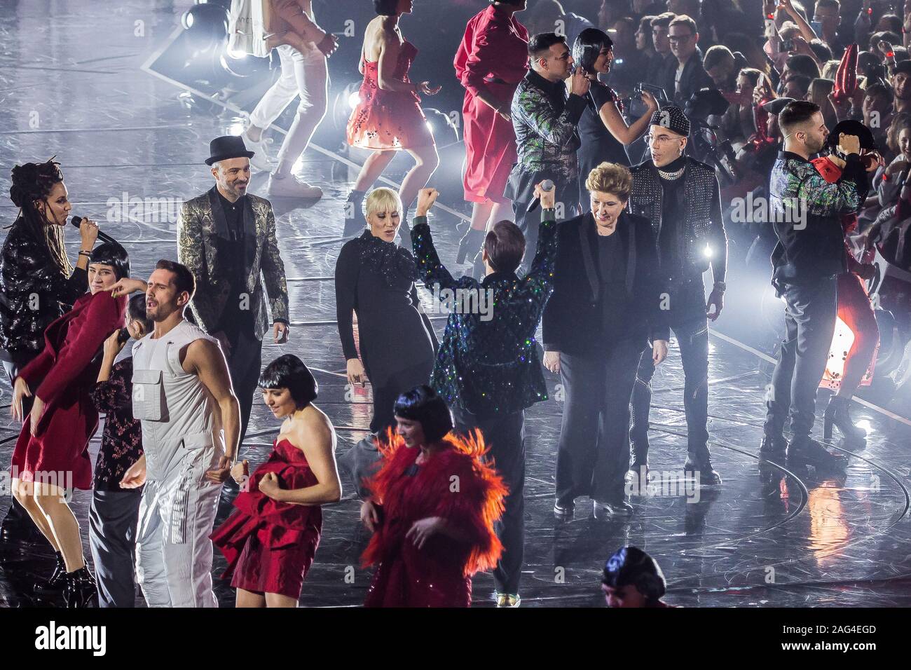 Milano, Italy. 12th Dec, 2019. All the finalists of X-Factor Italy 2019 ...