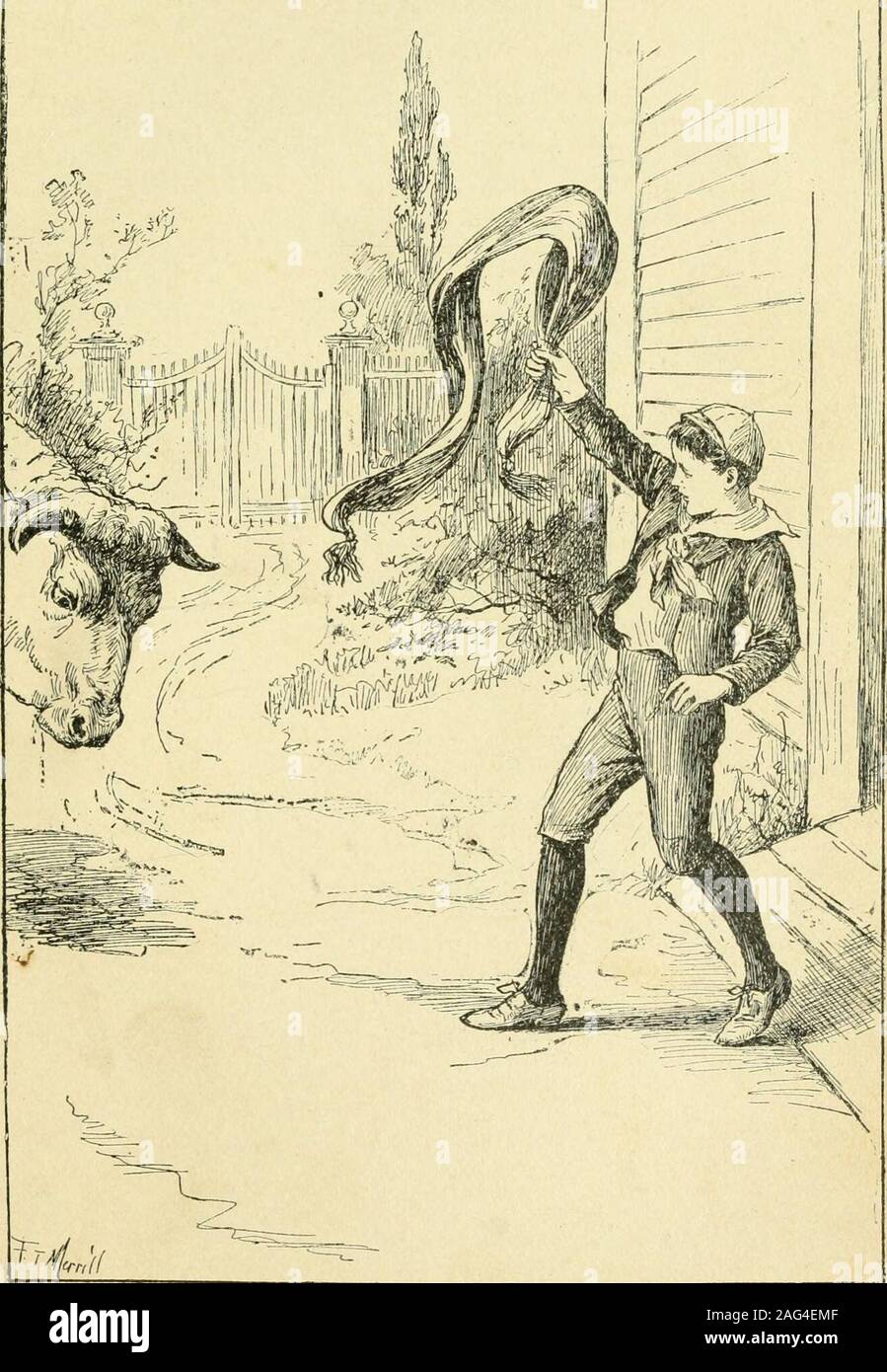 . Six boys. e before the carriage-house, pawing theground and bellowing ...