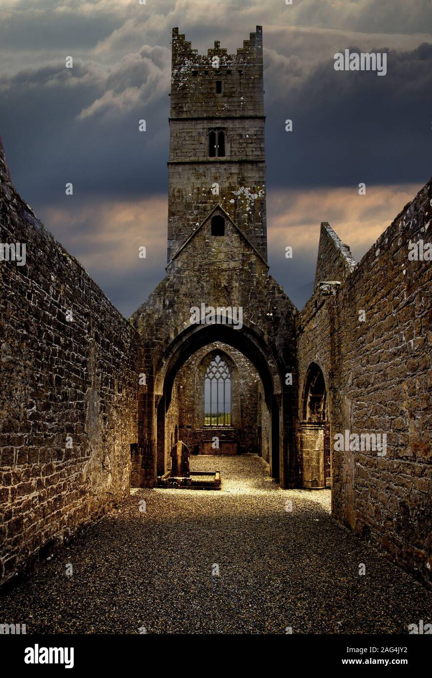 KILLALA, IRELAND - Jul 19, 2019: Abbey laid to ruin in the dissolution ...