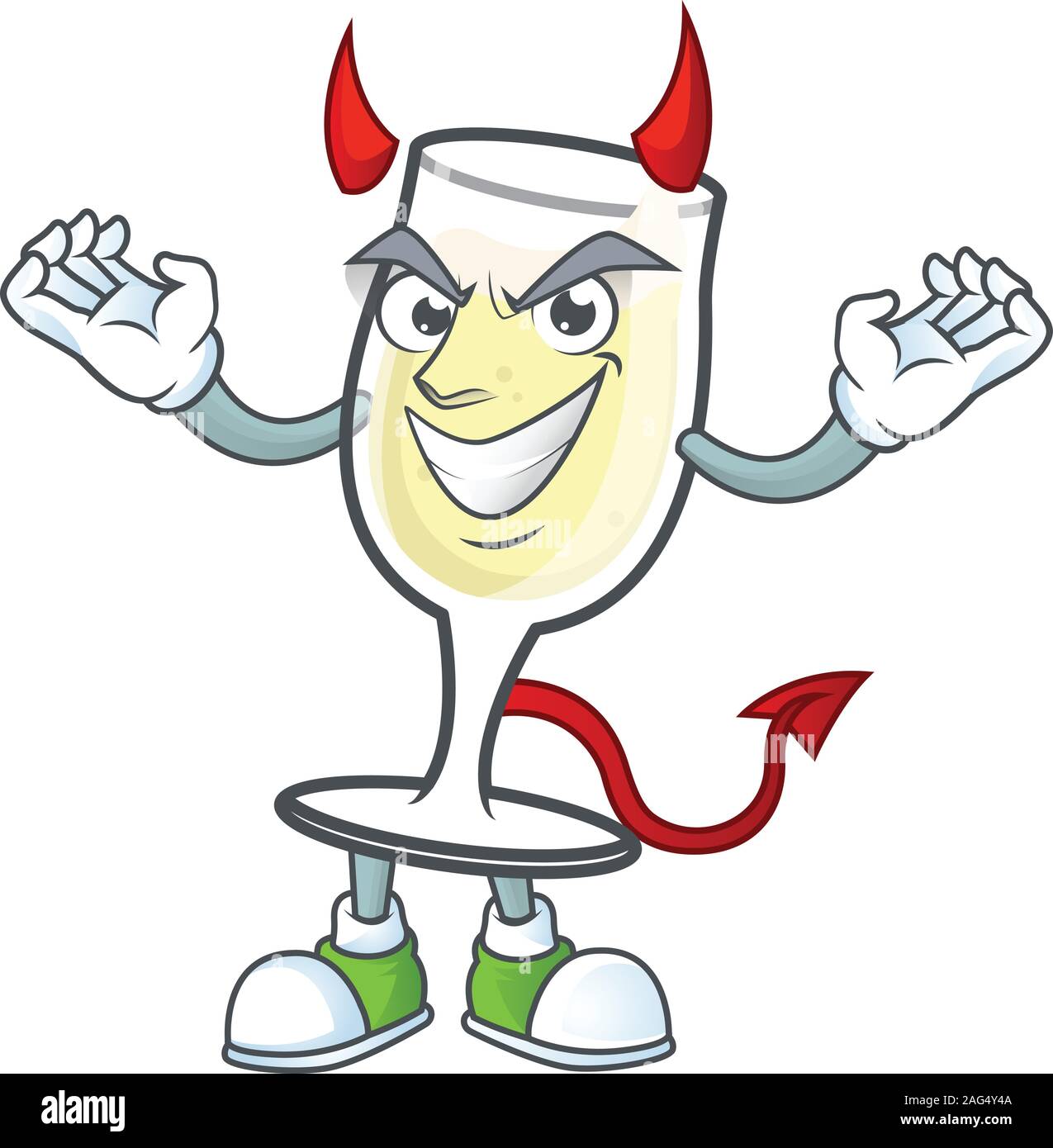 Picture of champagne glass as a Devil cartoon mascot. Vector ...