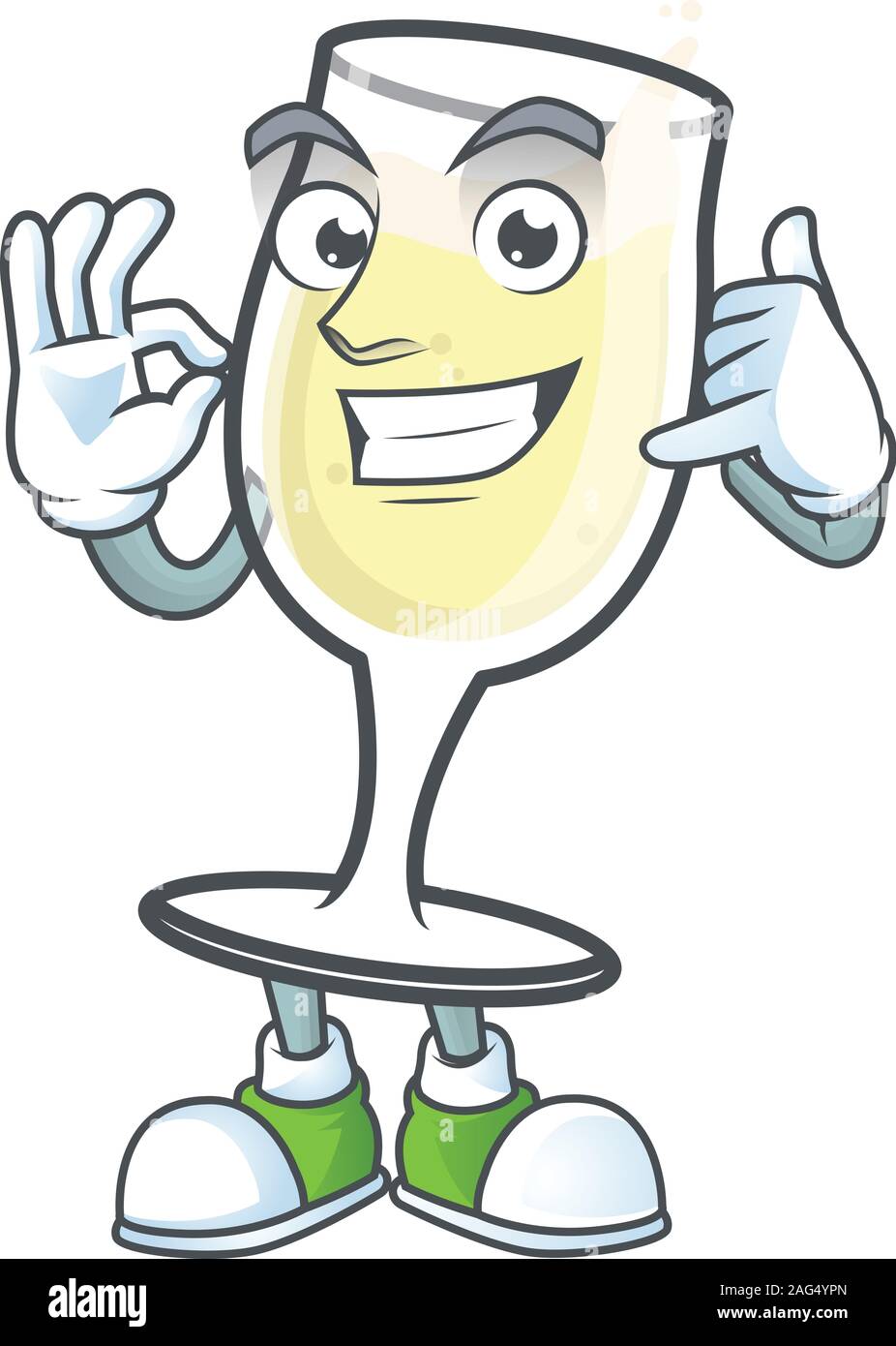 Call me cool champagne glass cartoon character design. Vector ...