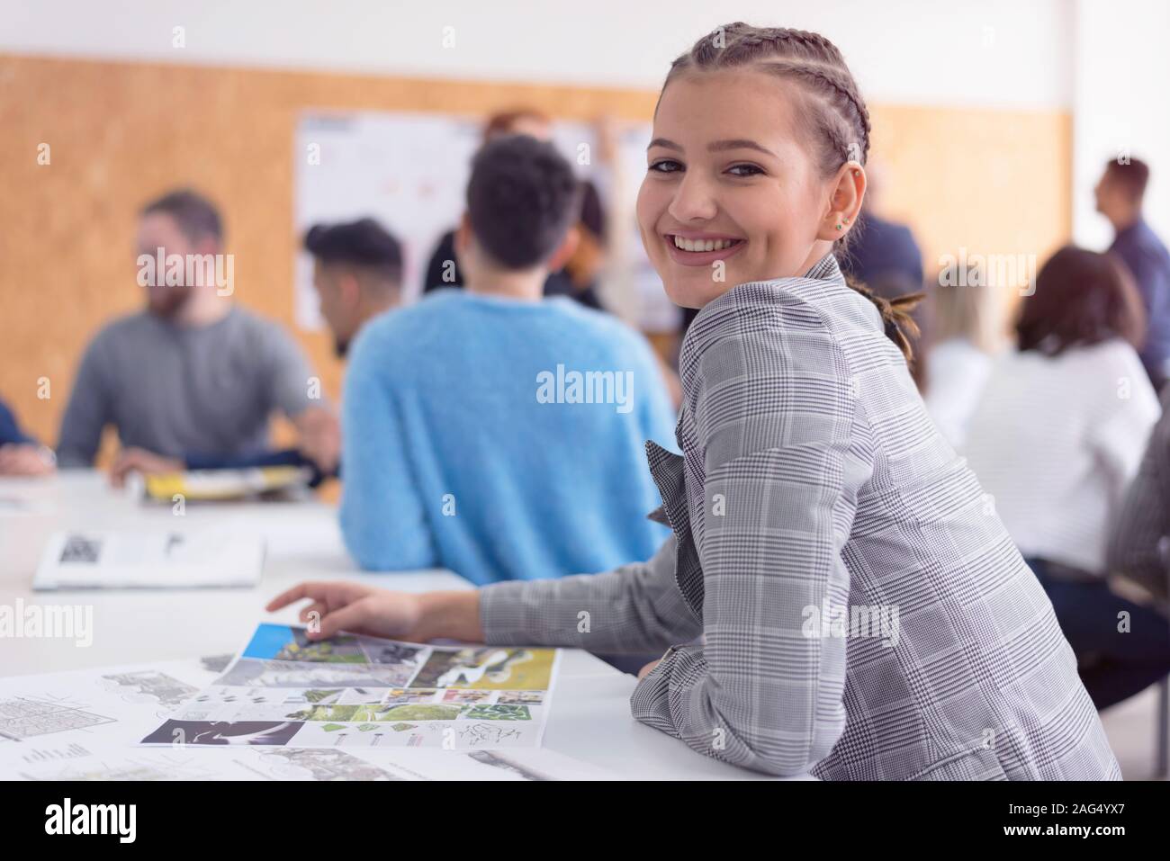 Group of university architecture students working on practice lessons ...
