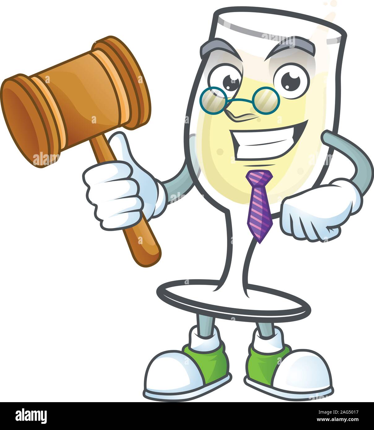 A professional judge champagne glass presented in cartoon character ...