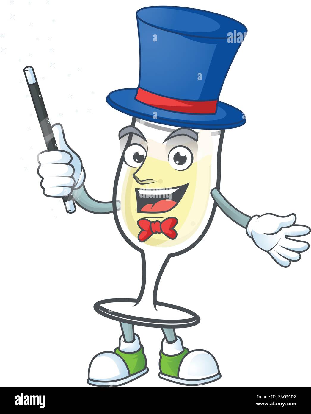 Cartoon character of champagne glass performance as a Magician. Vector ...