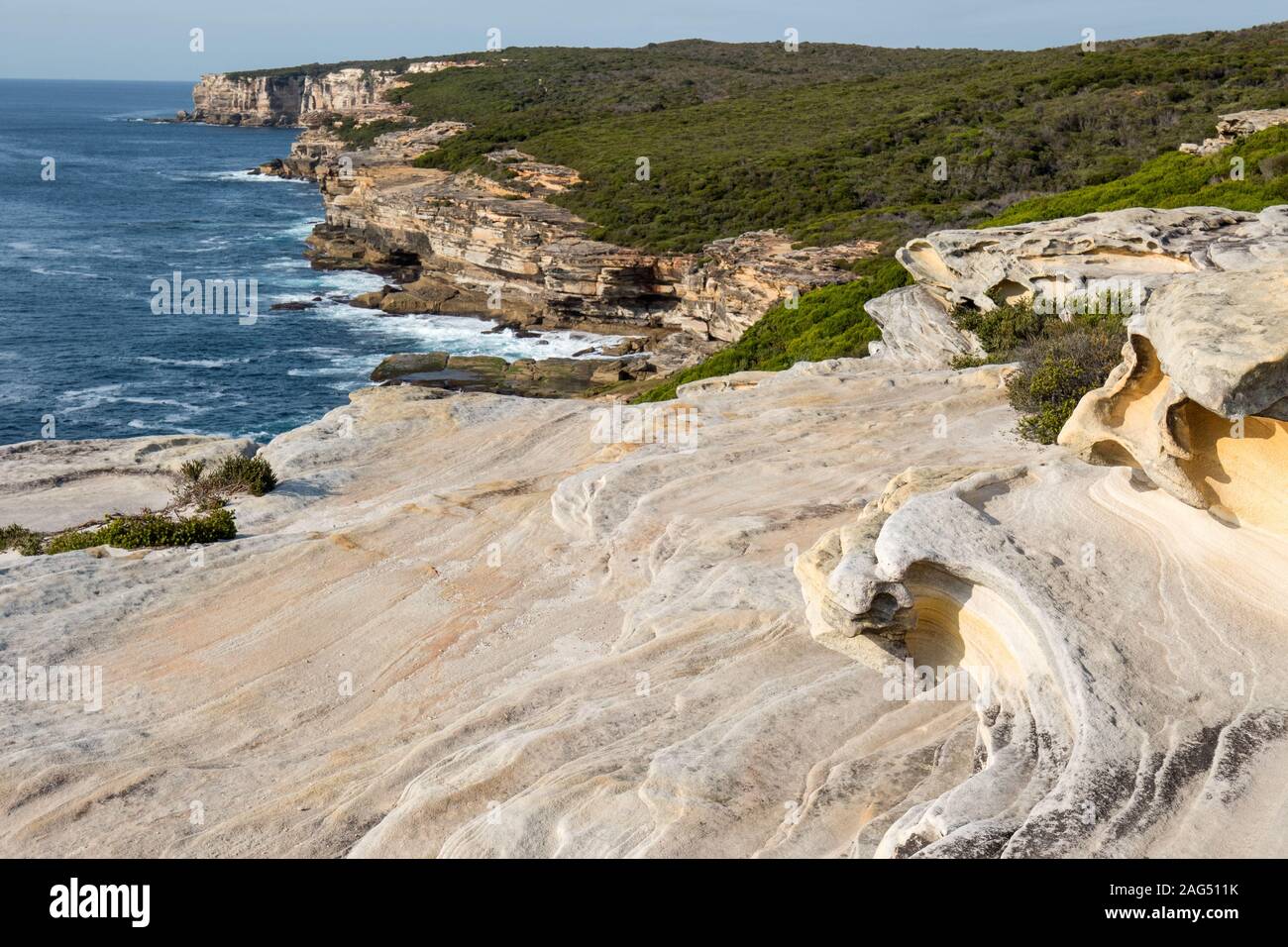 Sandstone weathering and cliffs, Royal National Park Sydney Australia ...