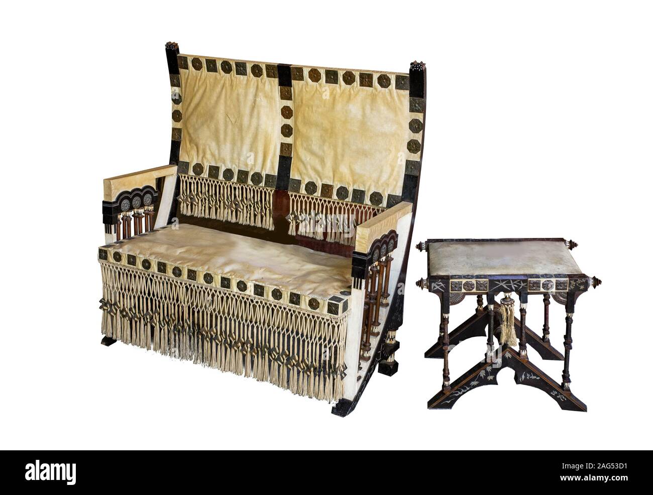 PARIS, FRANCE - Oct 07, 2019: Art Nouveau chair and side table designed ...