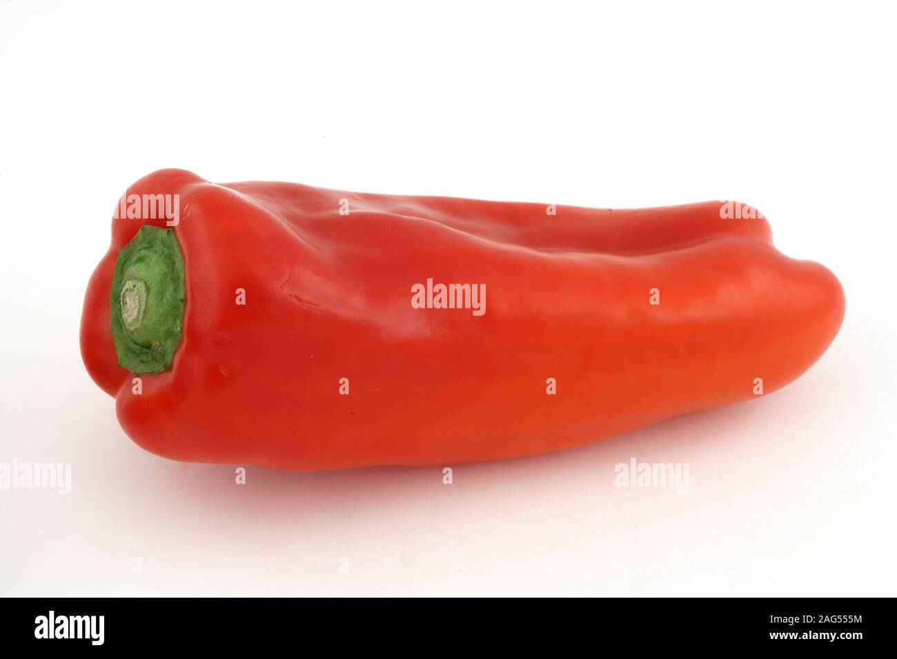one red pepper on white background Stock Photo - Alamy