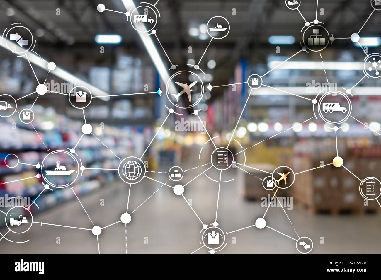 Global logistics network concept. Delivery Planning on virtual screen ...