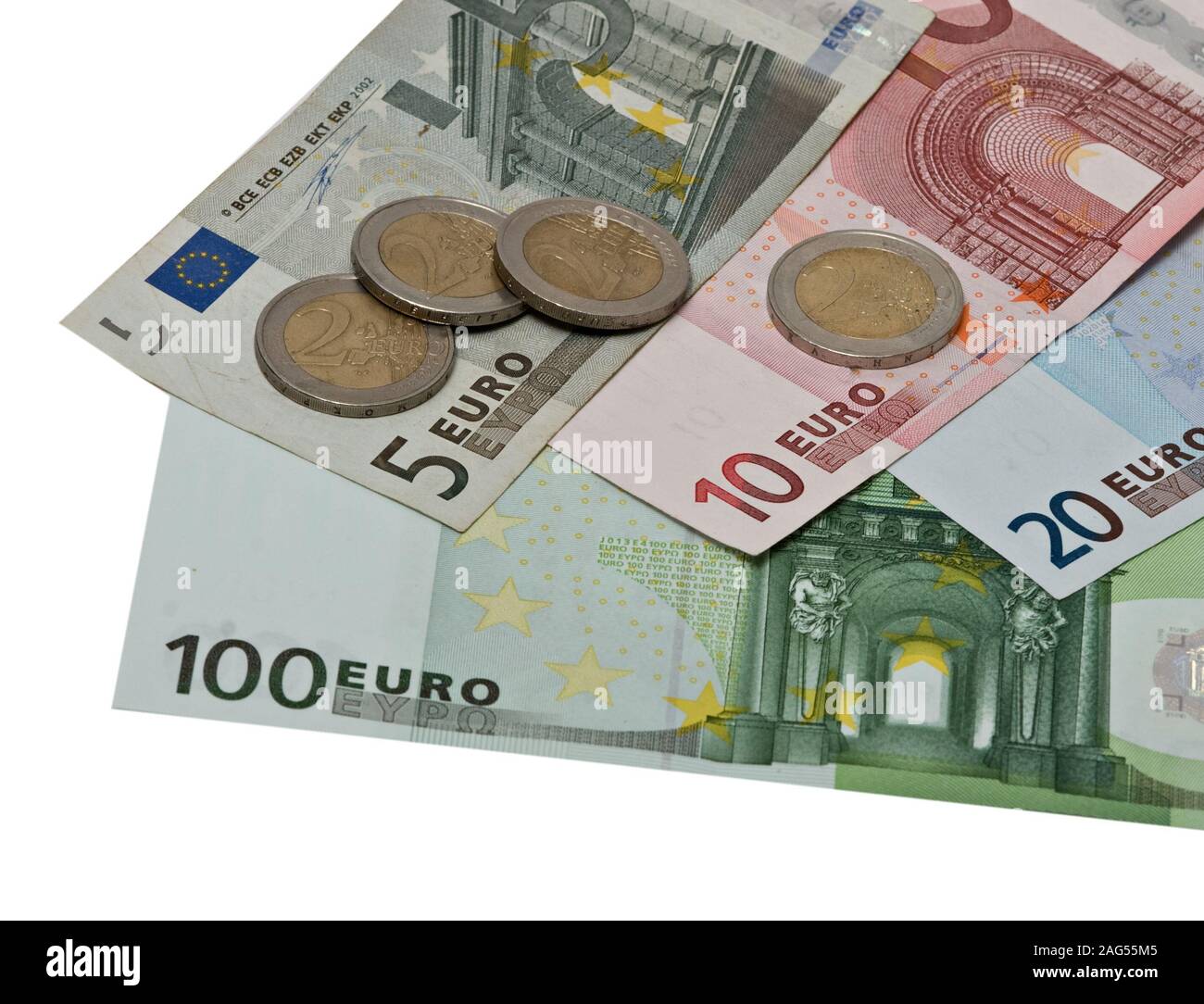euron banknotes and coins Stock Photo - Alamy