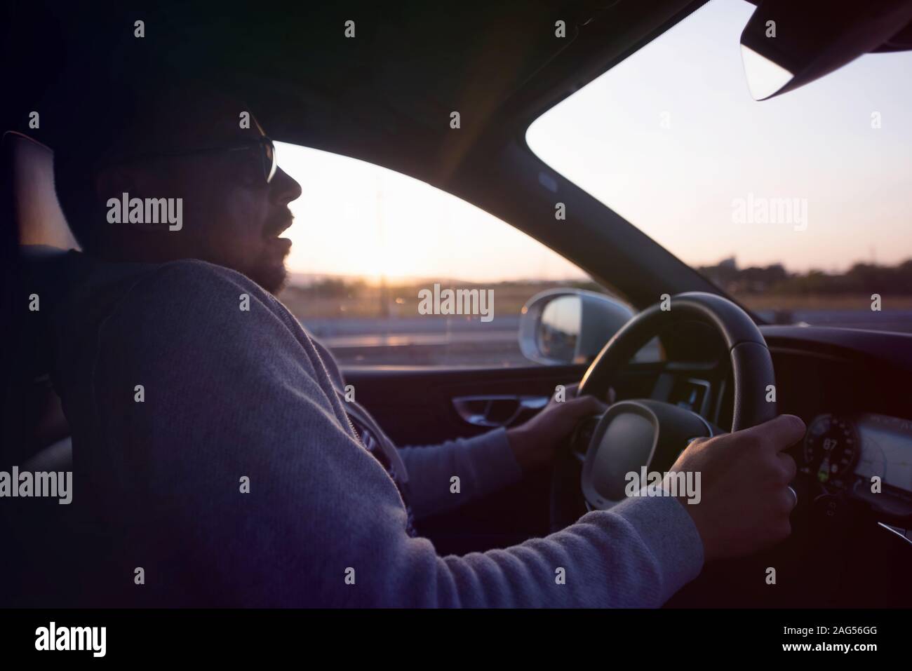 Shocked businessman driving car hi-res stock photography and images - Alamy