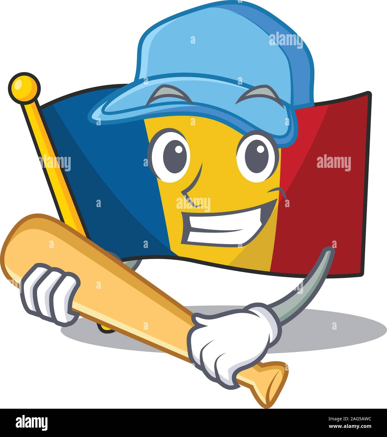 Cool flag chad Scroll cartoon character design with baseball Stock ...