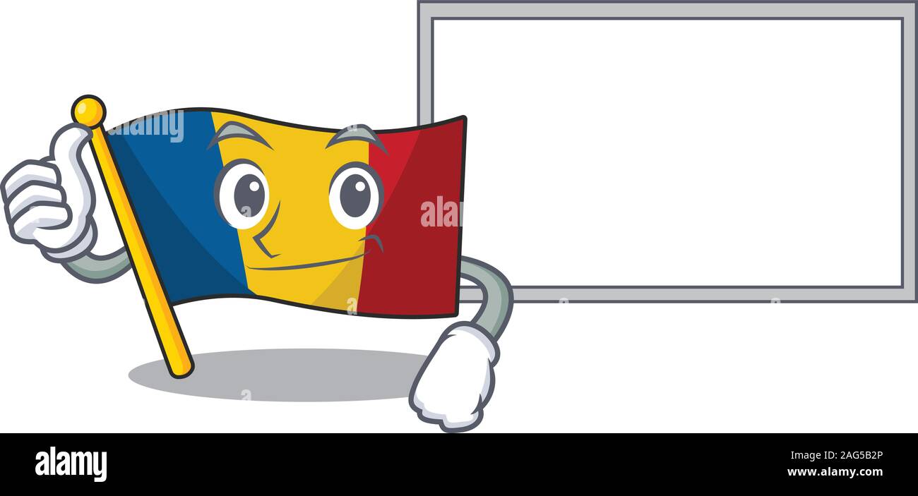 cute flag chad Scroll cartoon character Thumbs up with board Stock ...