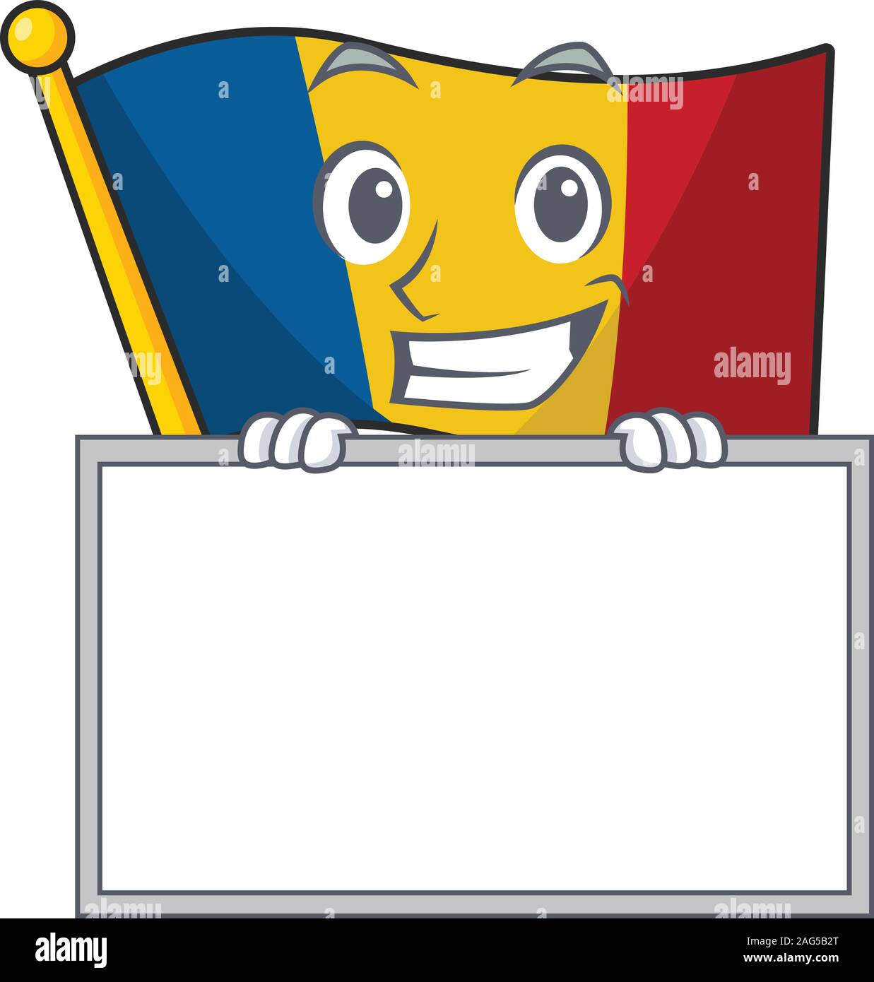 Flag chad Scroll cartoon character style grinning with board Stock ...